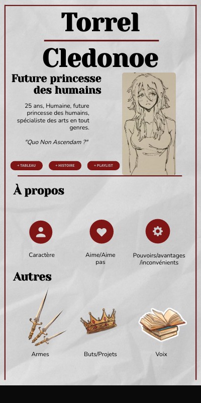 Fiche de Torrel Cledonoe (Future princesse des humains) | Genially