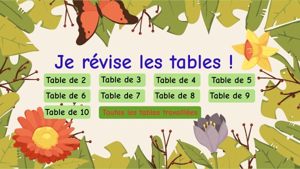 Je révise les tables