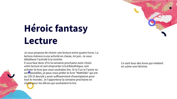 Lecture heroic fantasy | Genially