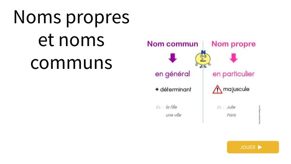 noms propres noms communs | Genially