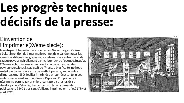 Les progrès techniques décisivs de la presse