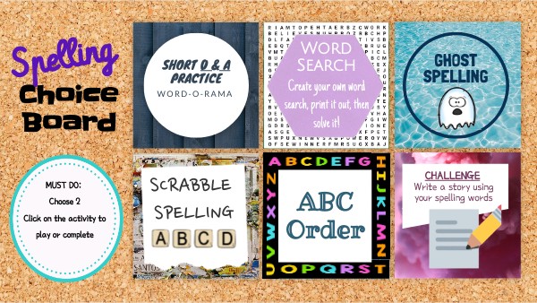 CHOICE BOARD: Spelling