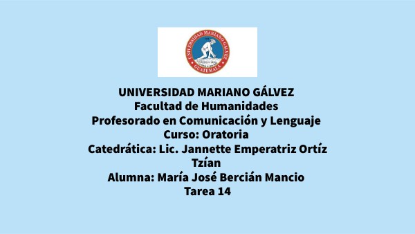 ORATORIA TAREA 14 | Genially