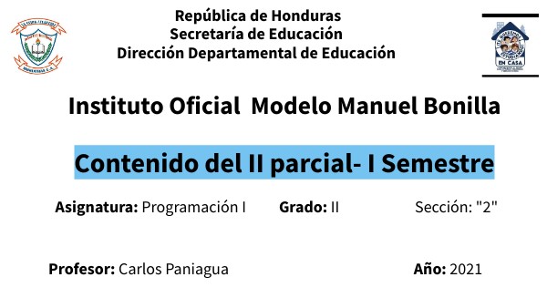Contenido Programación I-II Parcial | Genially