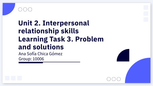 Genially sinUnit 2. Interpersonal relationship skills Learning título | Genially