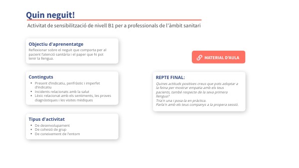 Exemple activitat sensibilització nivell B1 | Genially