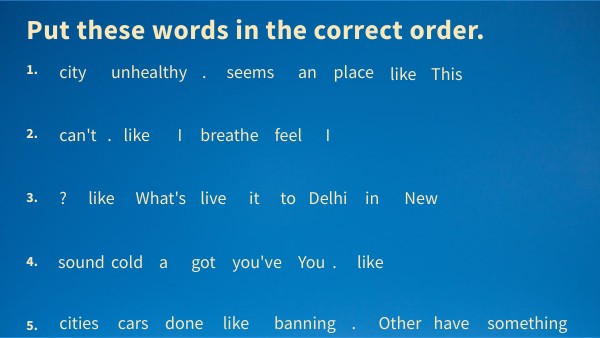 Jumbled sentences using 'like' | Genially