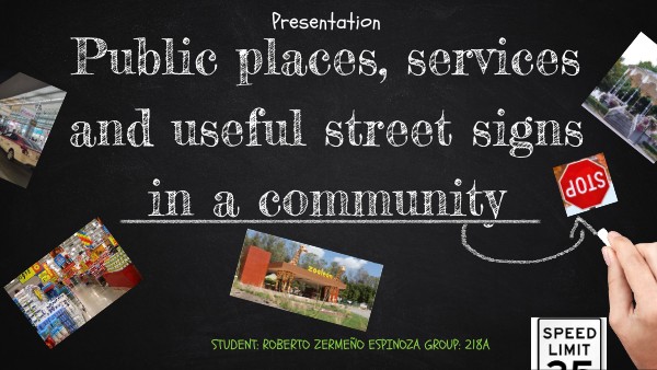 Public places, services and useful streets signs in a comunity