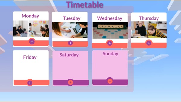 Timetable English Language and Grammar I | Genially