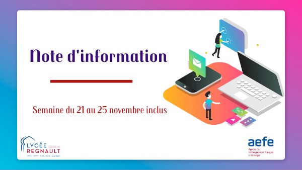 note info semaine du 21 au 25/11/22 inclus