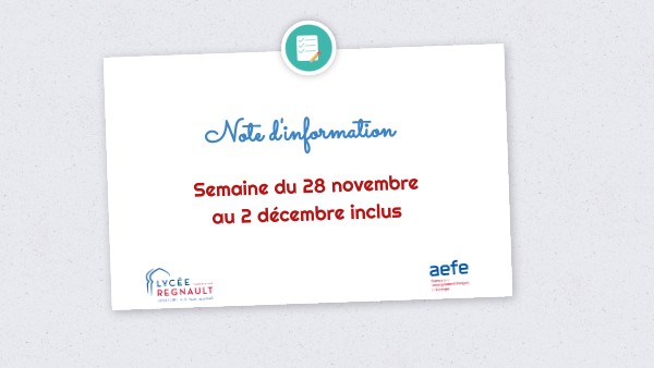 Note info semaine du 28 au 2/12/22 | Genially