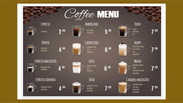 COFFEE MENU | Genially