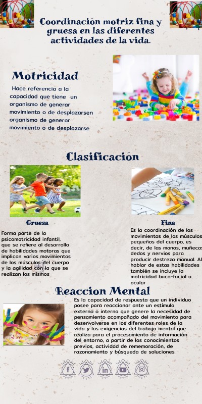 Coordinación motriz fina y gruesa en las diferentes actividades de la