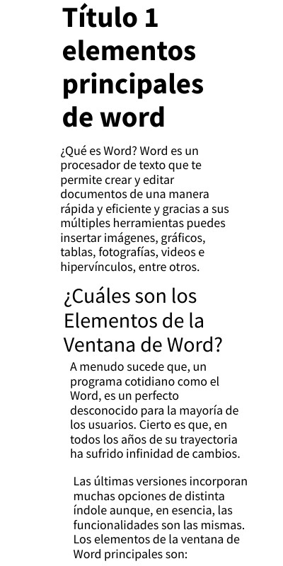 elementos principales de word