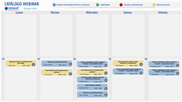Calendario Webinar CAE Octubre