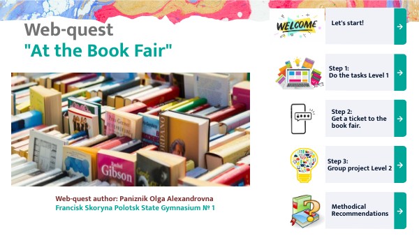 Web-quest/At the book fair | Genially