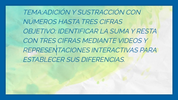 MATEMATICA SUMA Y RESTA DE TRES CIFRAS 1P 2Q