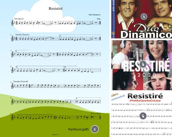 Resistiré. Partitura escolar.