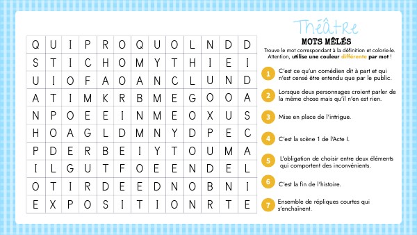 Mots mêlés théâtre | Genially