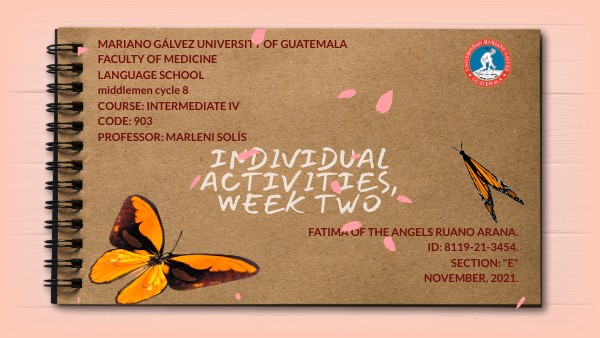 INDIVIDUAL ACTIVITIES, WEEK TWO | Genially