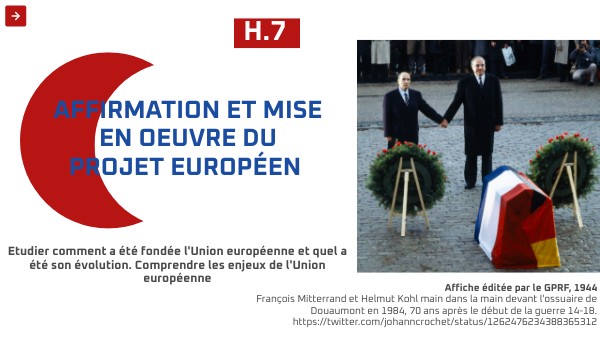 H7 AFFIRMATION ET MISE EN OEUVRE DU PROJET EUROPÉEN