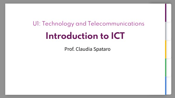 Week 2: Introduction to ICT (Prof. Spataro) | Genially