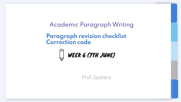 WEEK 6: Paragraph revision checklist - correction code | Genially