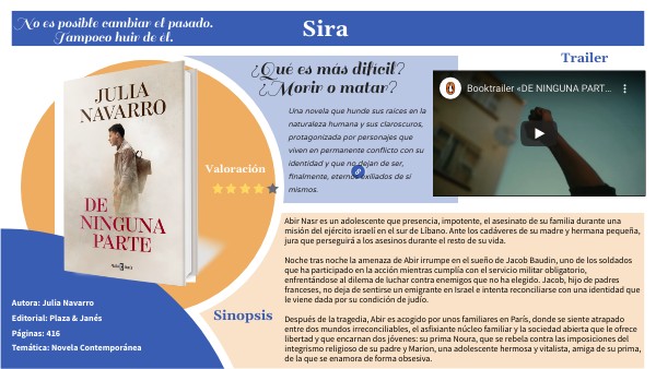 DE NINGUNA PARTE. Julia Navarro | Genially