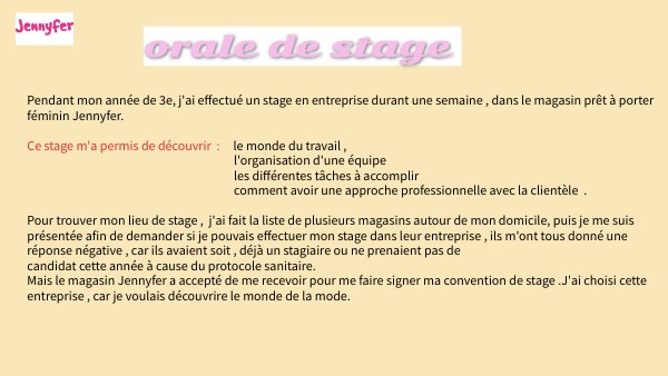 orale de stage