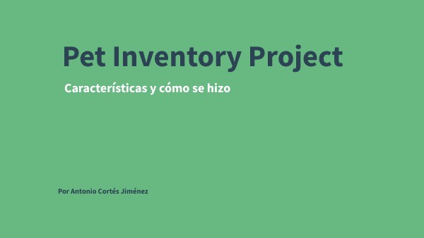 PET INVENTORY - PRESENTACIÓN | Genially