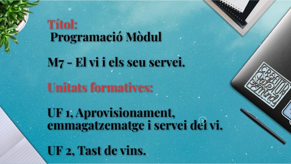 Programació M7 El vi i el seu servei | Genially