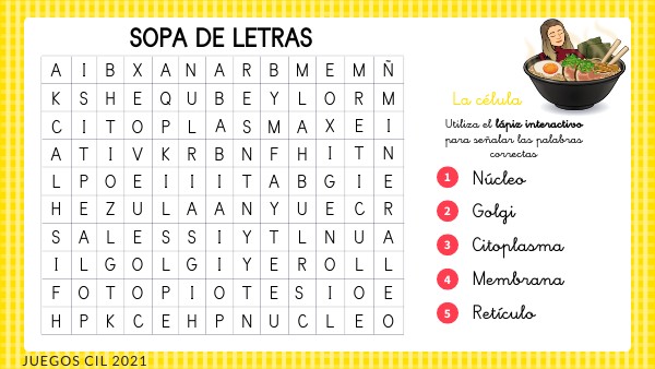 SOPA DE LETRAS CELULA | Genially
