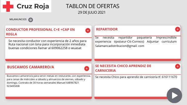 TABLON DE OFERTAS 3 DE AGOSTO