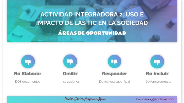 Áreas de oportunidad. Actividad integradora 2. Uso e impacto de TIC