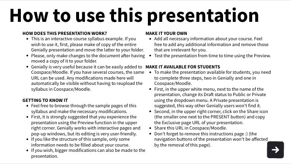 Course syllabus | Genially