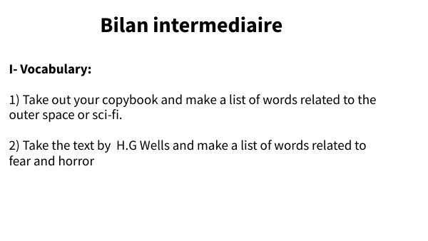 Bilan Intermédiaire Genially