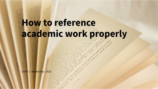 REFERENCE YOUR WORK PROPERLY | Genially