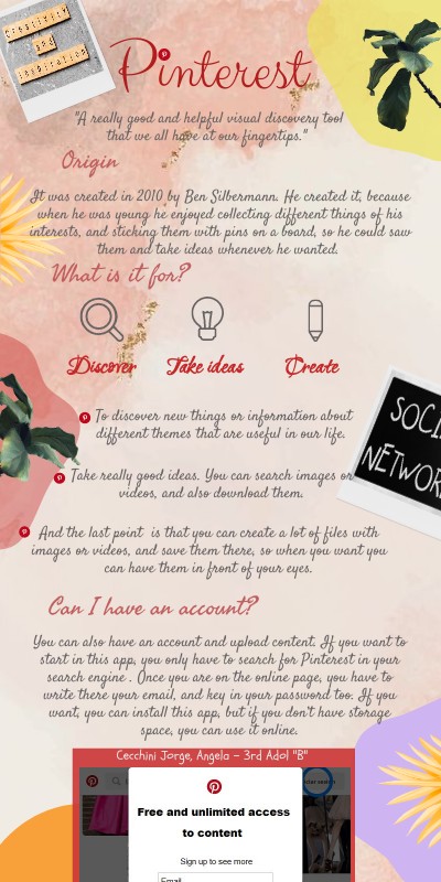 Social Media -PINTEREST- 3rd Adol B Cecchini Jorge, Angela 2021 | Genially