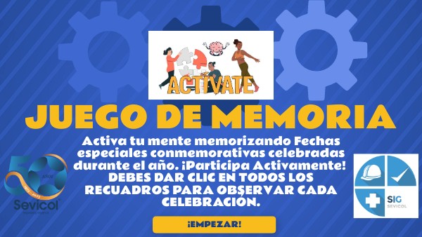 JUEGO DE MEMORIA ACTIVAMENTE - MEMORIZA FECHAS DE CELEBRACIÓN