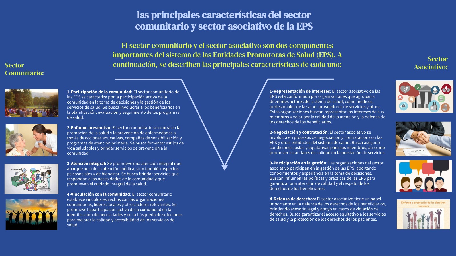 las principales características del sector comunitario y sector asocia