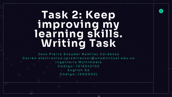 Task 2: Keep improving my learning skills. Writing Task | Genially