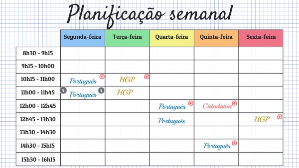Planificação semanal - 6º 2ª - 23 a 27 de outubro