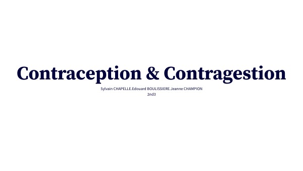 Contraception & Contragestion