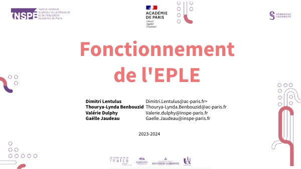 Fonctionnement de l'EPLE septembre 2023 | Genially