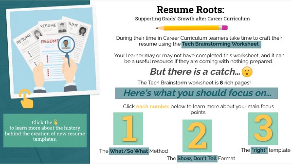 Resume Roots: Supporting Grads Growth after Career Curriculum | Genially