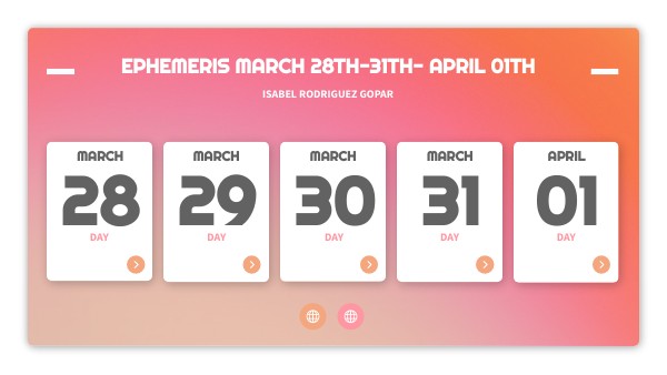 EPHEMERIS MARCH 28TH--31TH-APRIL 01TH