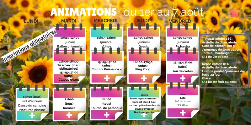 Planning des animations sem 31