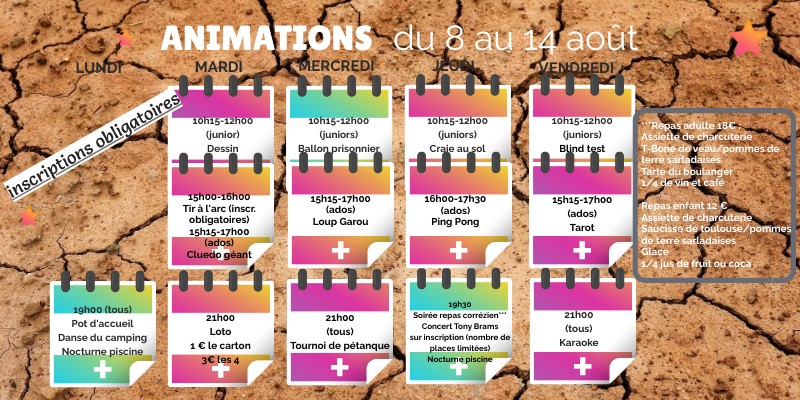 Planning des animations sem 32 | Genially
