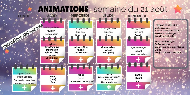 Planning des animations sem 34 | Genially