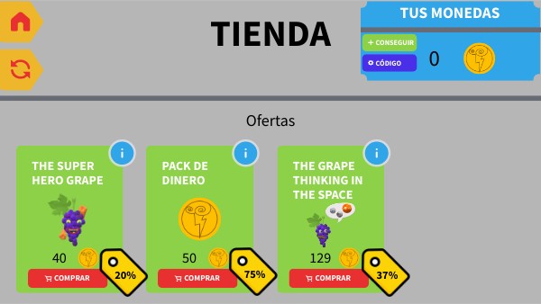 TIENDA - Nivel 3, 0 monedas - actualización 2.0 - Mini Uva | Genially